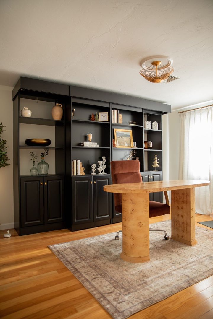 Black built in bookshelves store